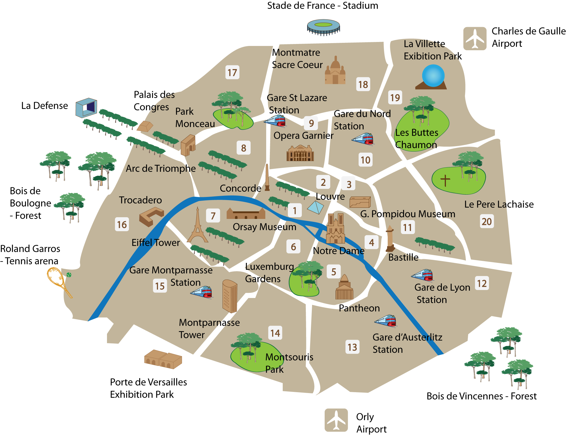 Paris Main Districts Paris Map France Just For You Paris Main Districts Paris Map France Just For You